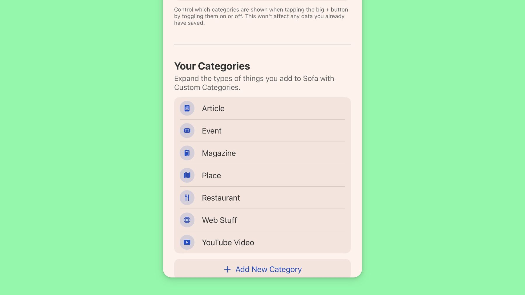 Custom Categories - Sofa